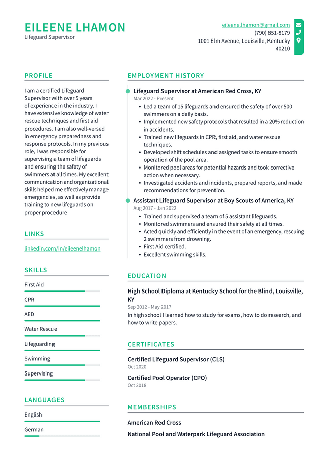 Lifeguard Resume Example and Writing Guide - ResumeLawyer