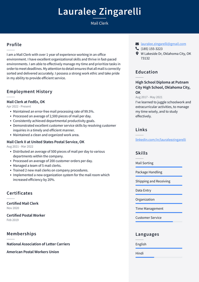 Office Clerk Resume Example And Writing Guide - Resumelawyer