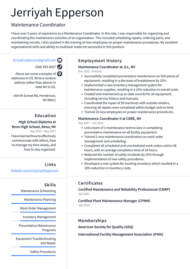 Maintenance Worker Resume Example and Writing Guide - ResumeLawyer