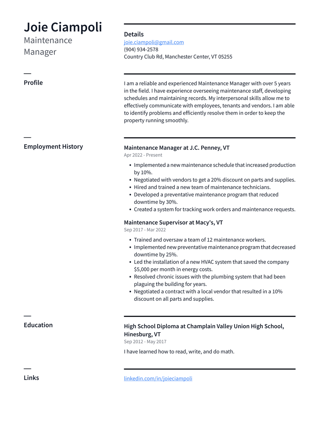 Maintenance Worker Resume Example and Writing Guide - ResumeLawyer