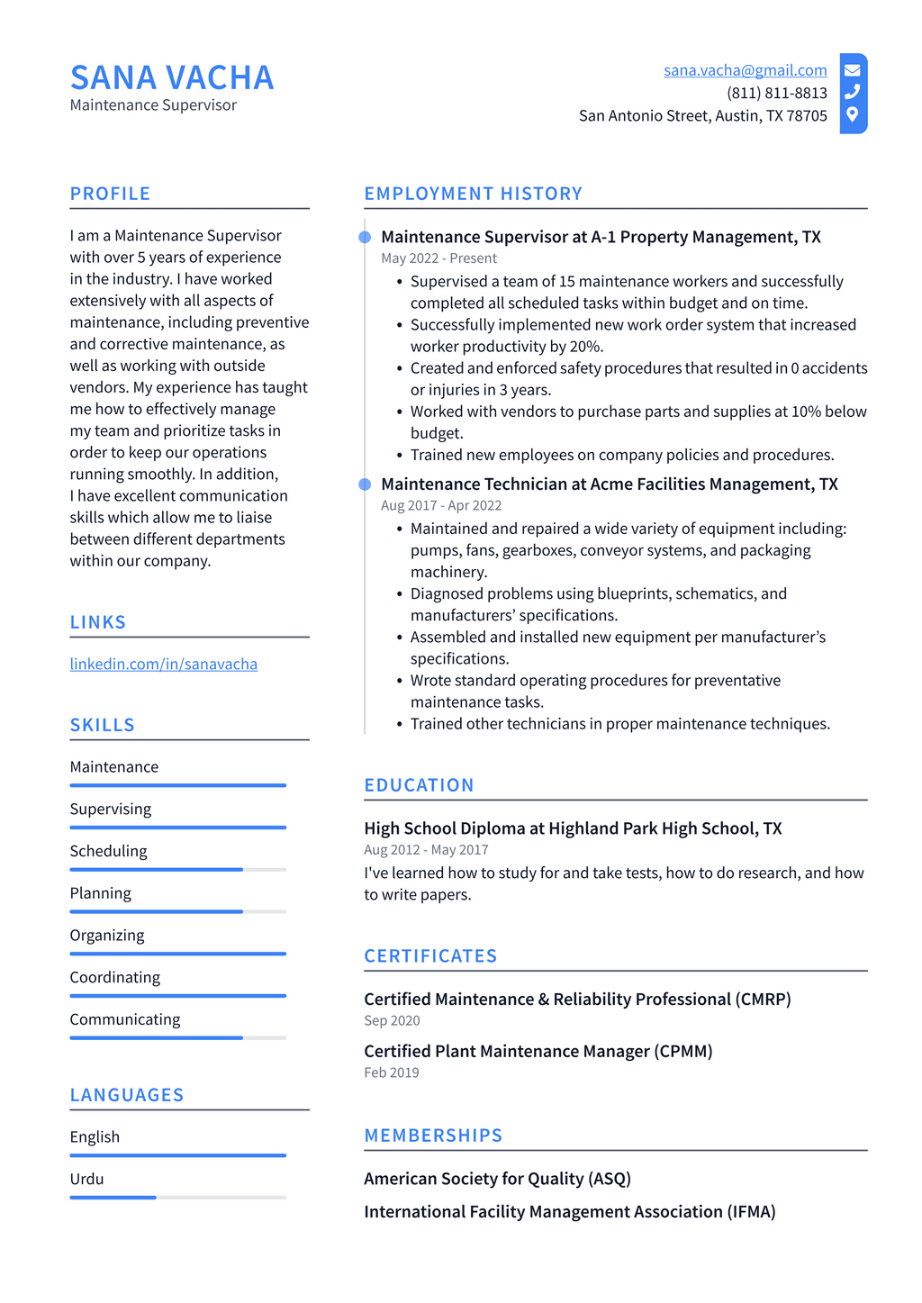 Maintenance Worker Resume Example and Writing Guide - ResumeLawyer