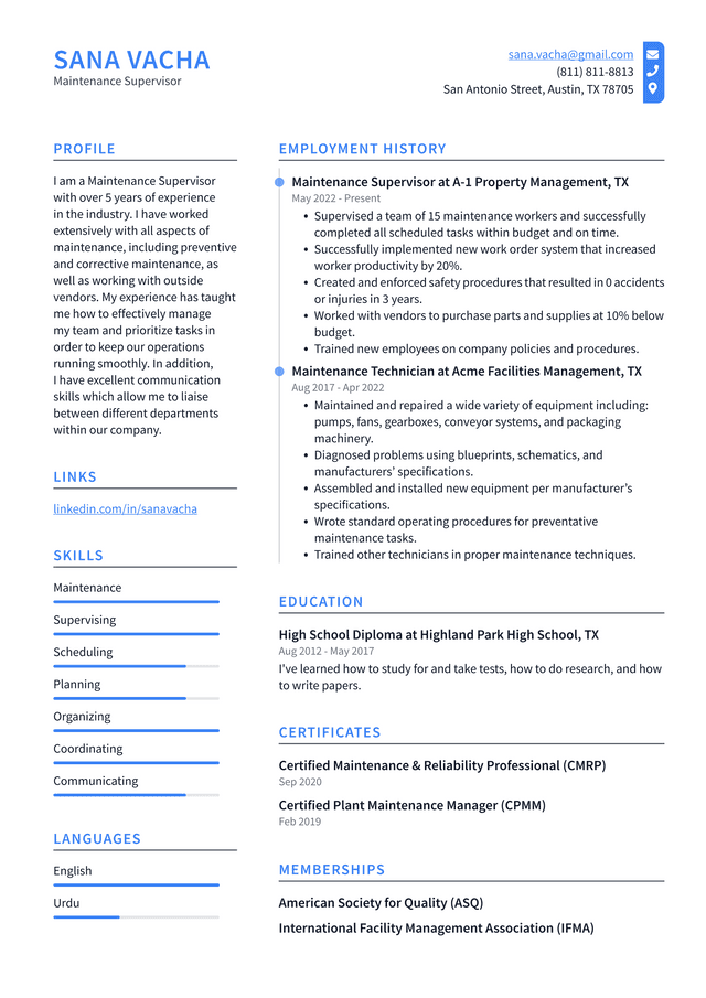 Maintenance Worker Resume Example and Writing Guide - ResumeLawyer