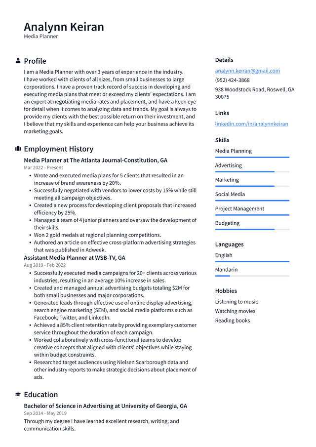 Account Manager Resume Example and Writing Guide - ResumeLawyer