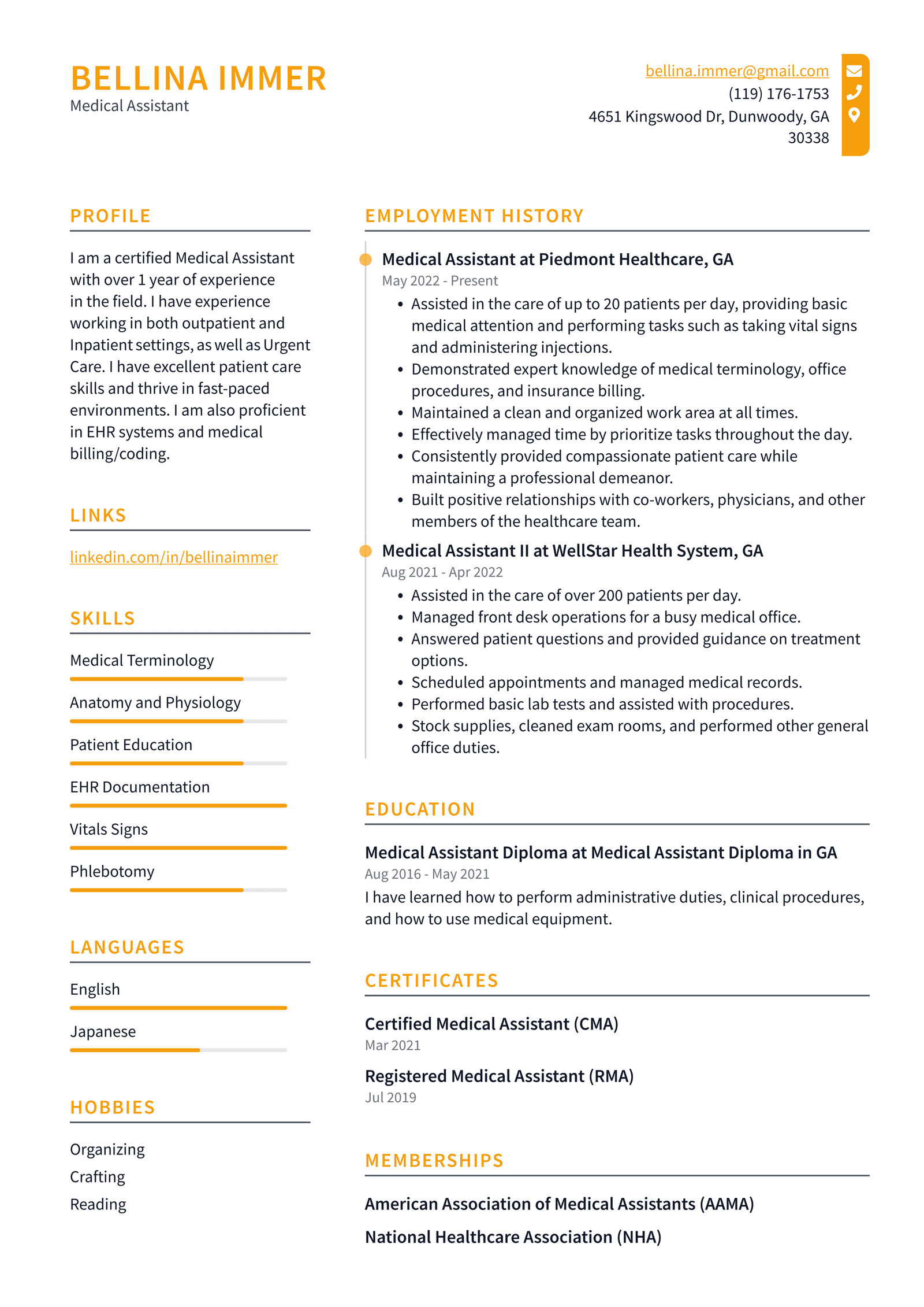 Medical Support Assistant Resume Example and Writing Guide