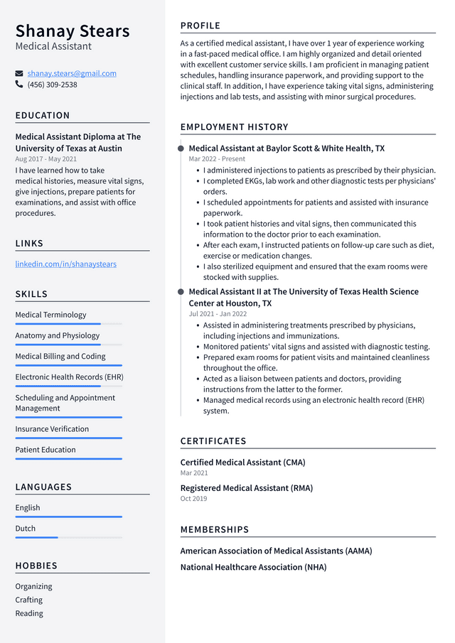 Medical Receptionist Resume Example And Writing Guide