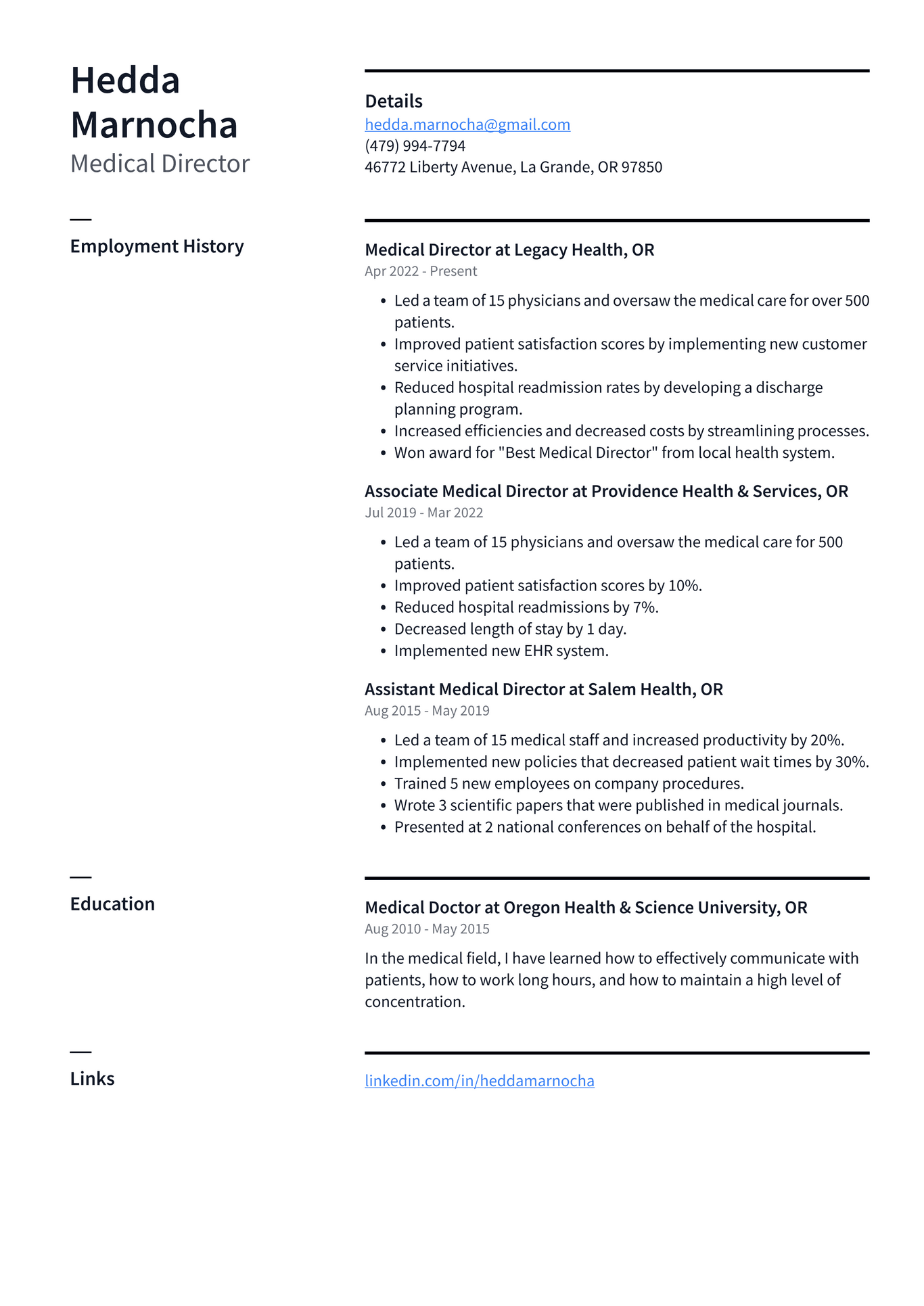 Medical Office Manager Resume Example and Writing Guide