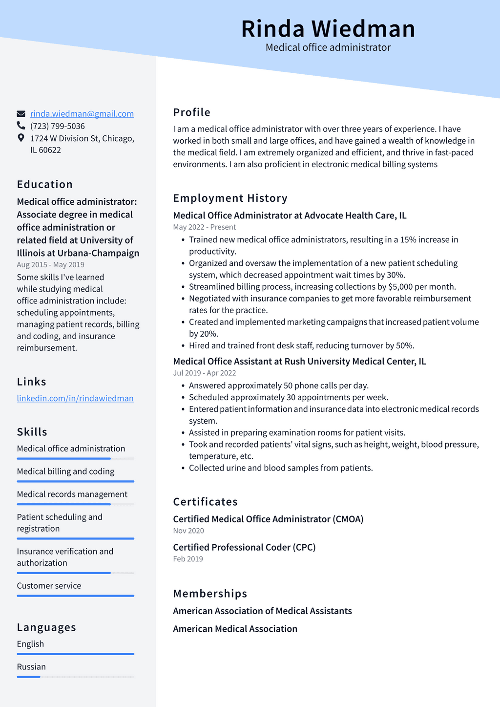 Medical Administrative Assistant Resume Example and Writing Guide
