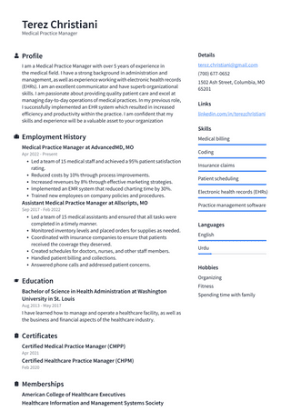 Medical Office Manager Resume Example and Writing Guide
