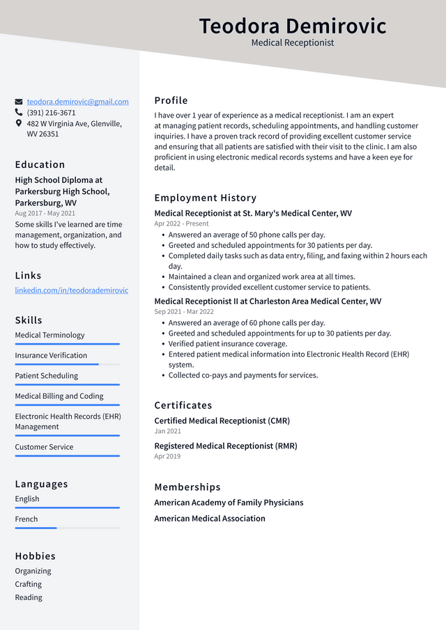 Medical Resume Example and Writing Guide - ResumeLawyer