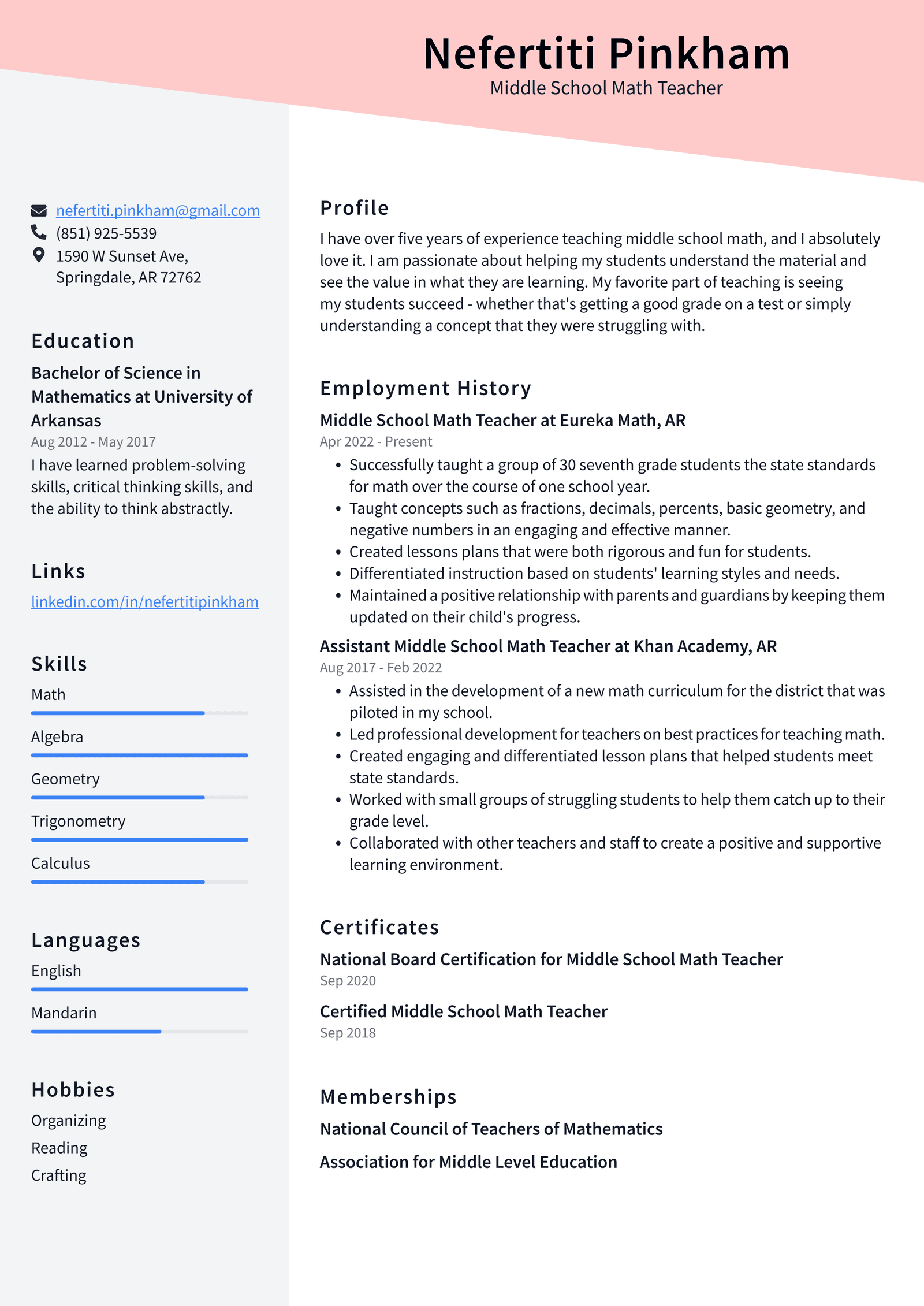 Middle School Teacher Resume Example and Writing Guide - ResumeLawyer