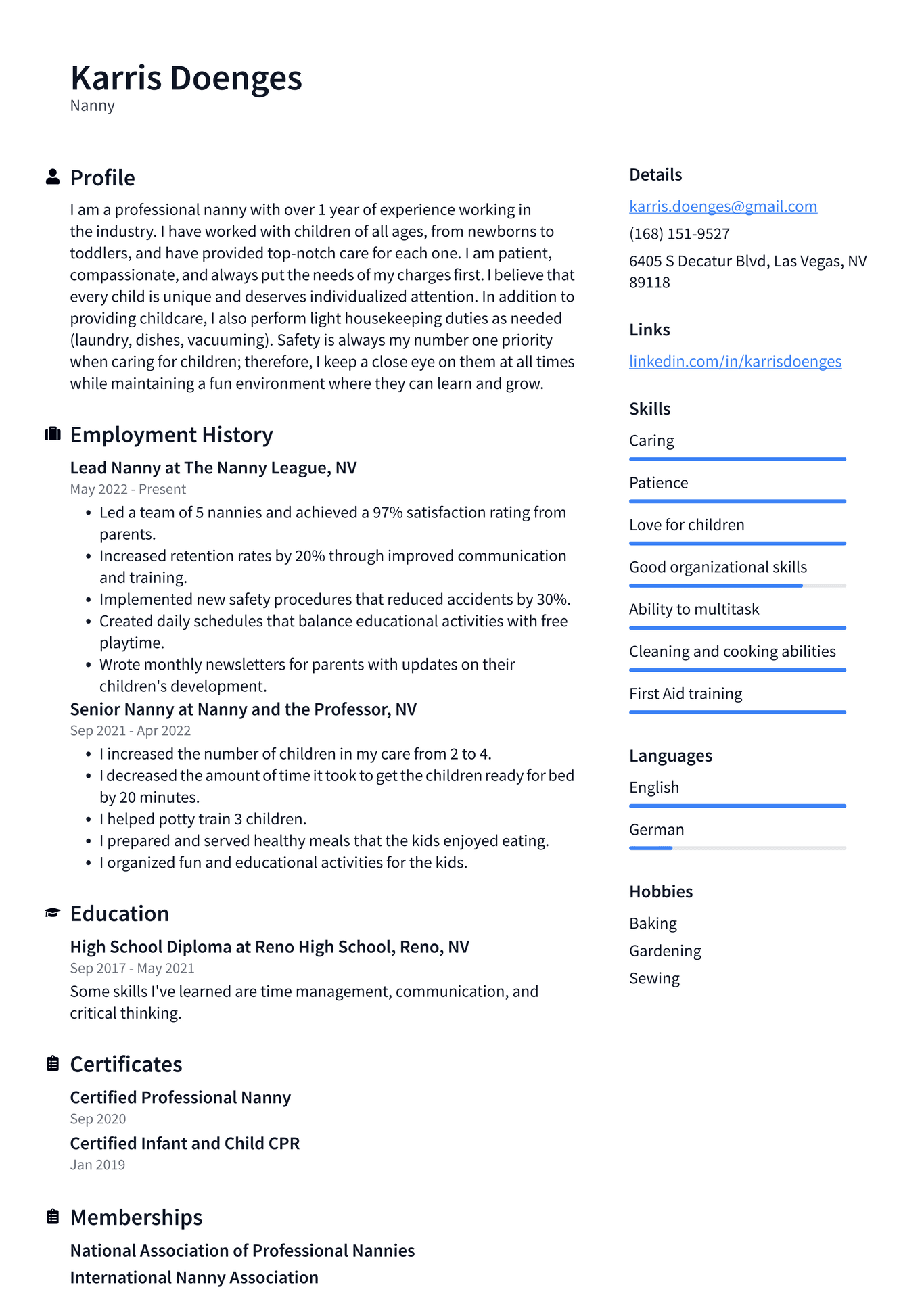 Babysitter Resume Example and Writing Guide - ResumeLawyer