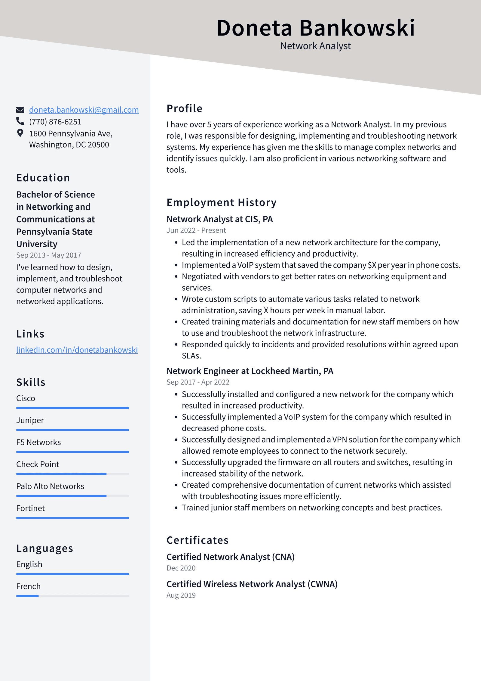 Network Engineer Resume Example and Writing Guide - ResumeLawyer