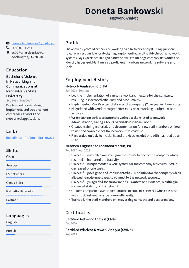 Network Engineer Resume Example and Writing Guide - ResumeLawyer