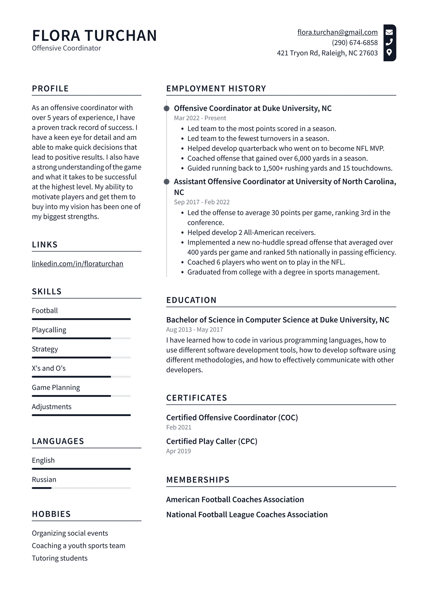 Football Coach Resume Example and Writing Guide - ResumeLawyer