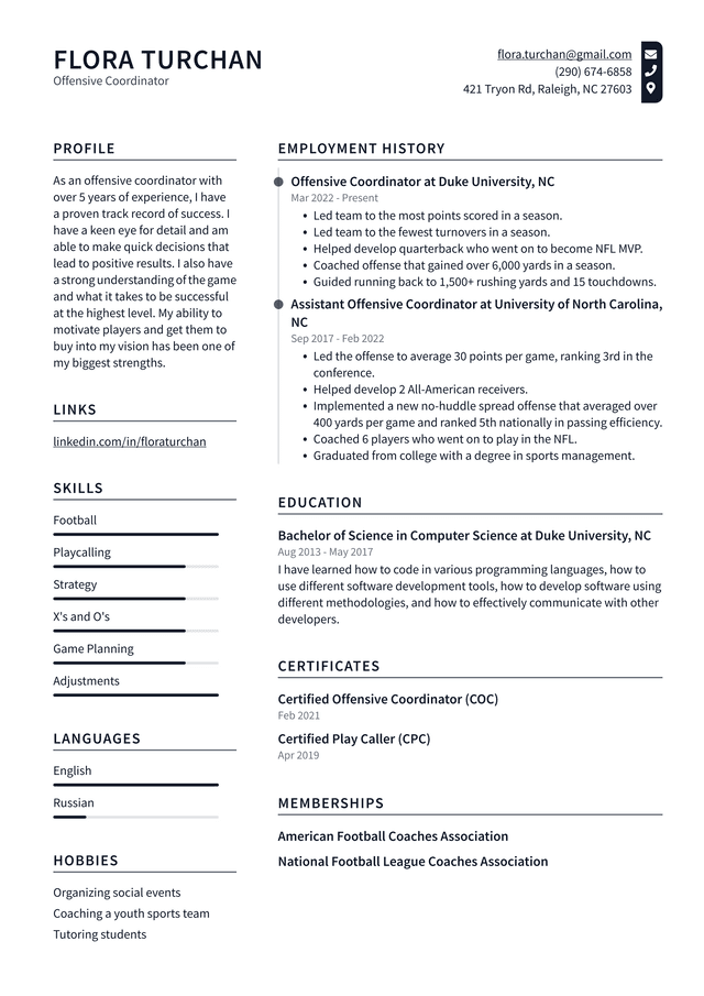 Football Coach Resume Example and Writing Guide - ResumeLawyer