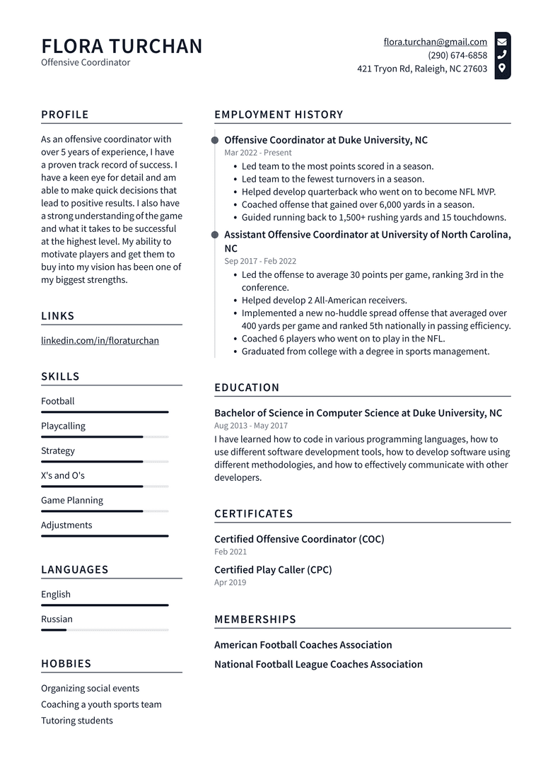 Football Coach Resume Example and Writing Guide - ResumeLawyer
