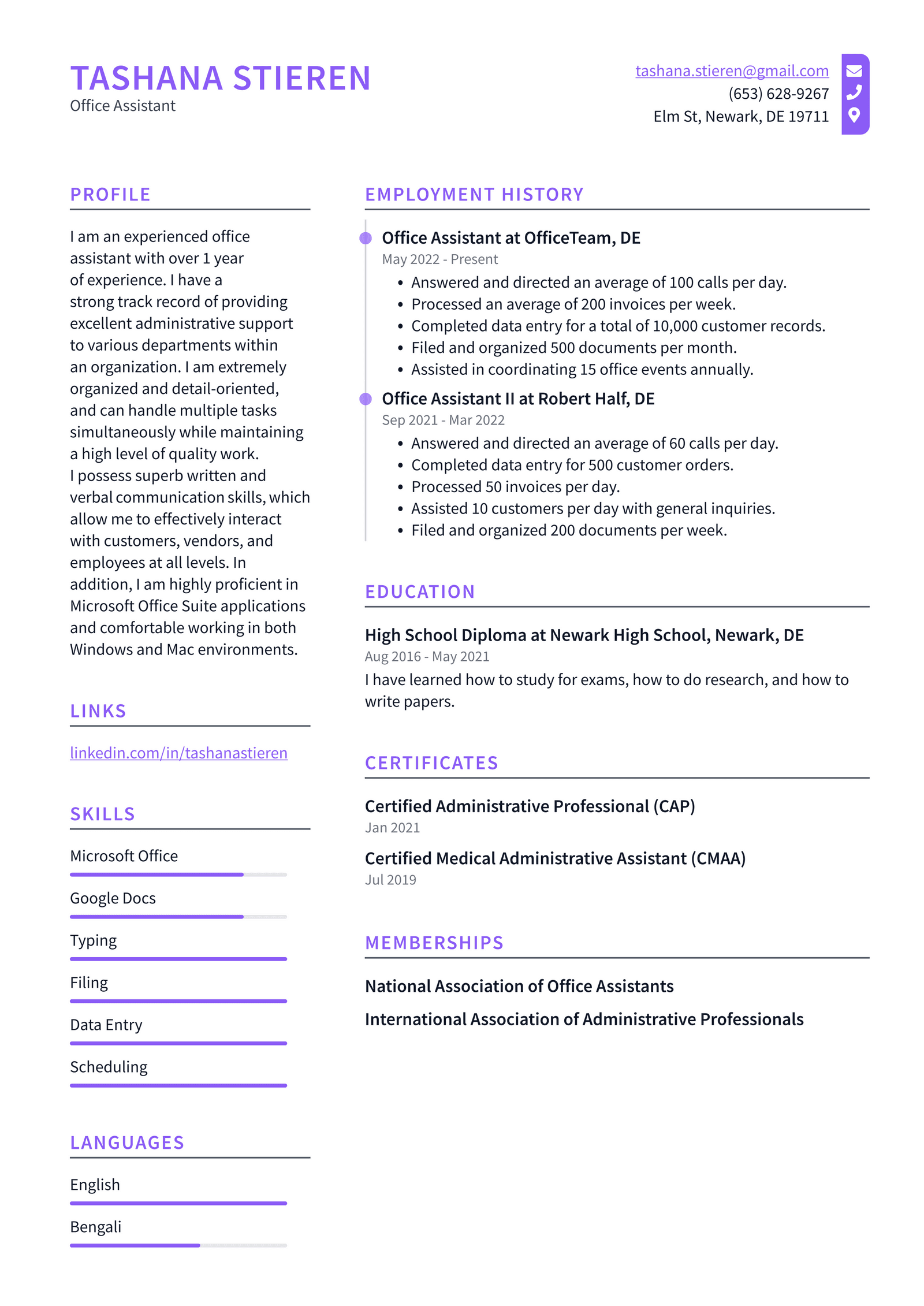 Personal Assistant Resume Example and Writing Guide - ResumeLawyer