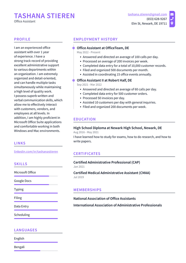 Personal Assistant Resume Example and Writing Guide - ResumeLawyer