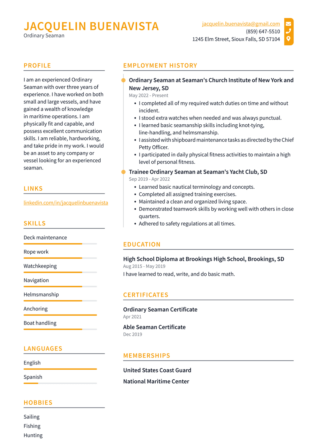 Seaman Resume Example and Writing Guide - ResumeLawyer