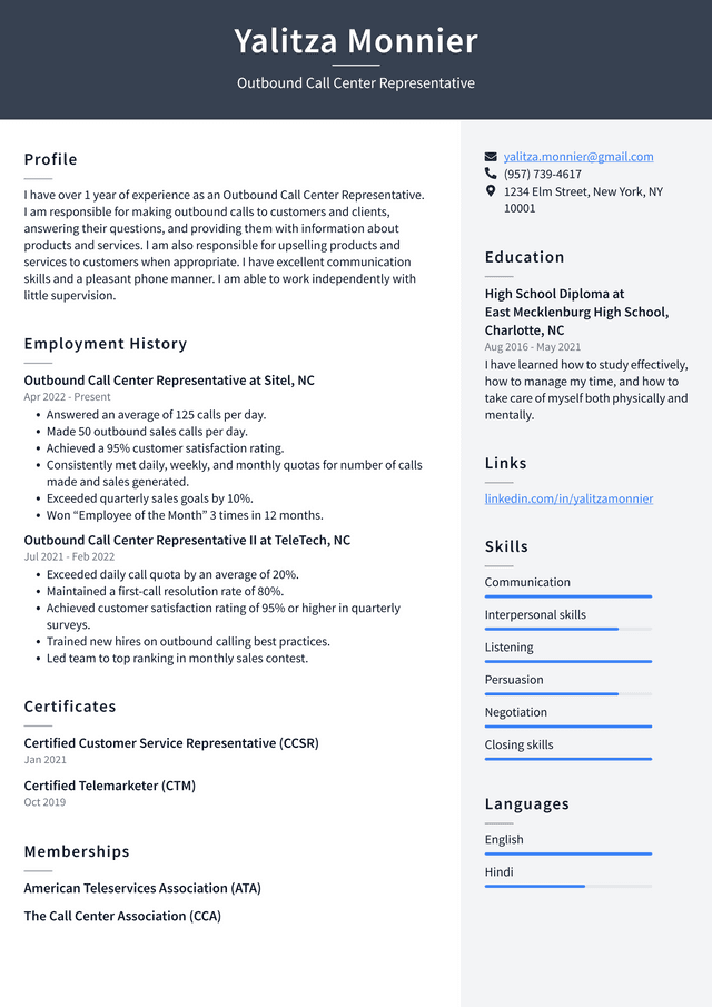 Telemarketer Resume Example and Writing Guide - ResumeLawyer