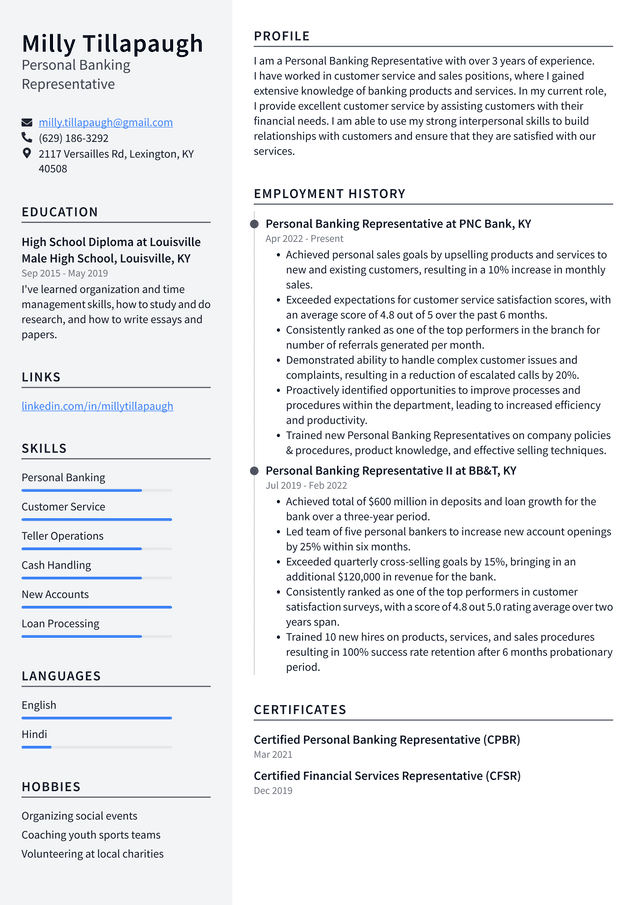 Personal Banker Resume Example and Writing Guide - ResumeLawyer