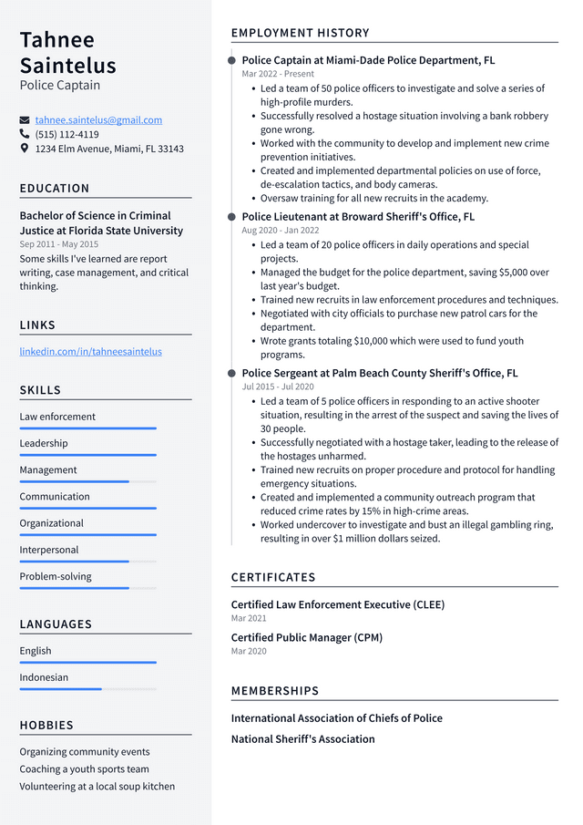 Police Officer Resume Example and Writing Guide - ResumeLawyer