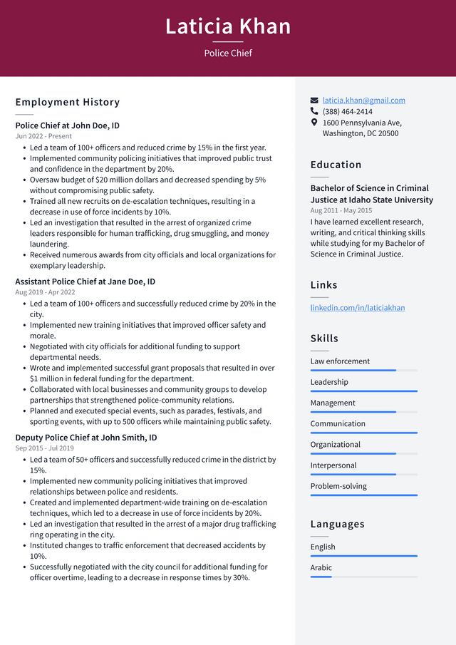 Police Officer Resume Example and Writing Guide - ResumeLawyer