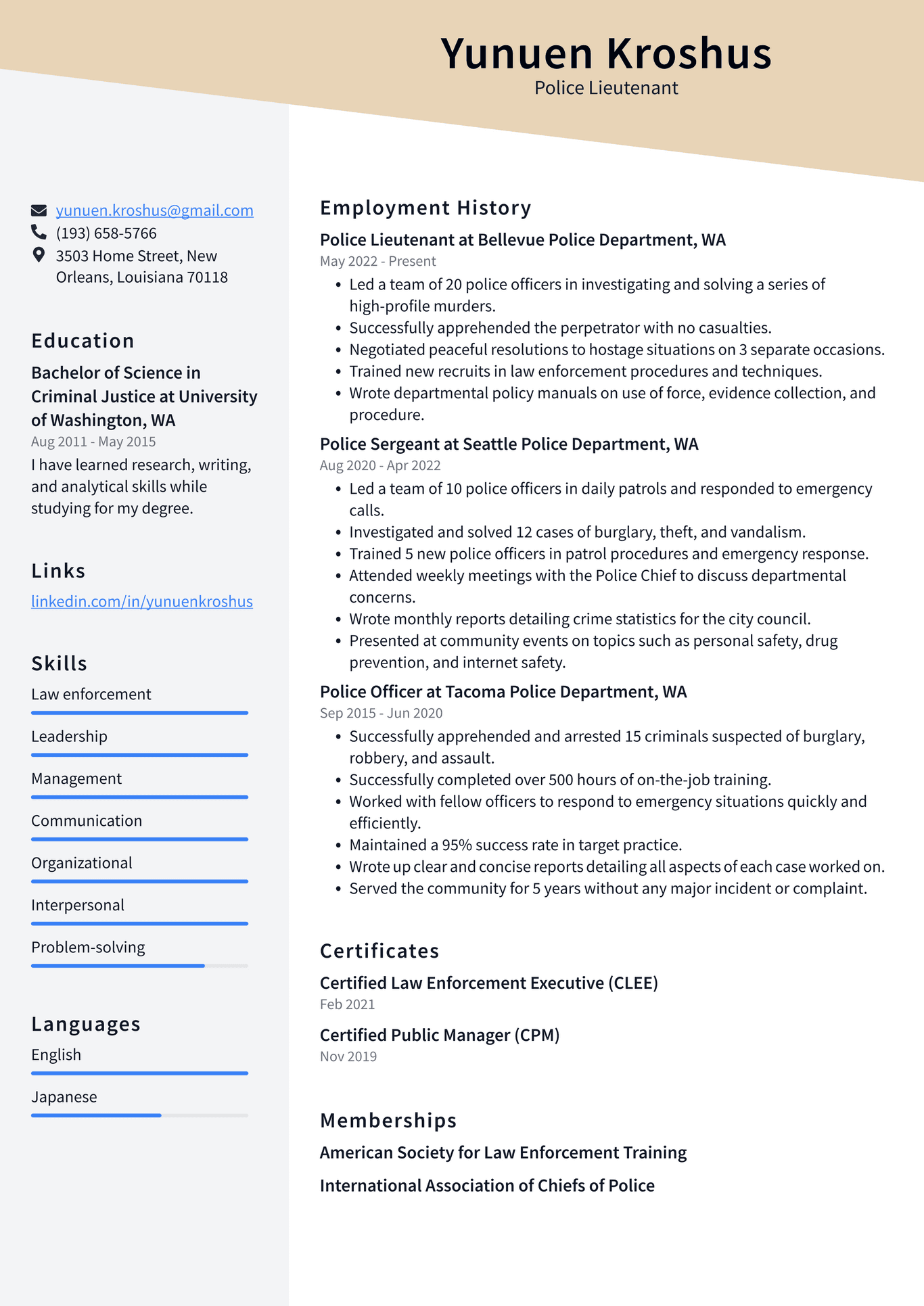 Police Officer Resume Example and Writing Guide - ResumeLawyer
