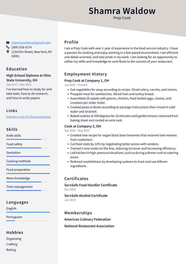 Cook Resume Example and Writing Guide - ResumeLawyer