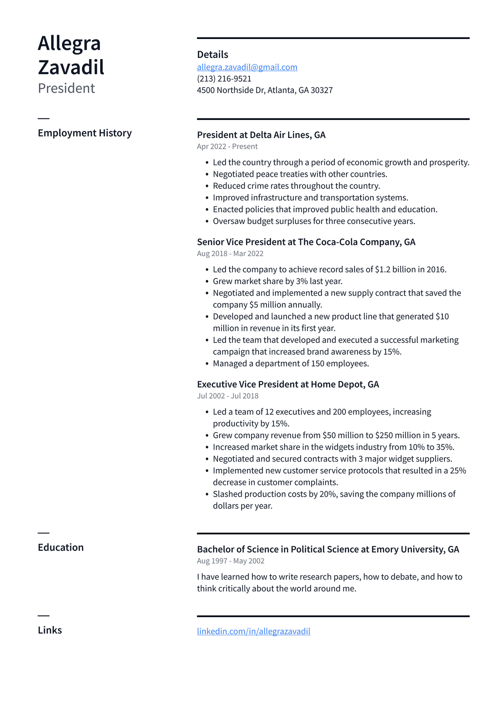 Executive Resume Example and Writing Guide - ResumeLawyer