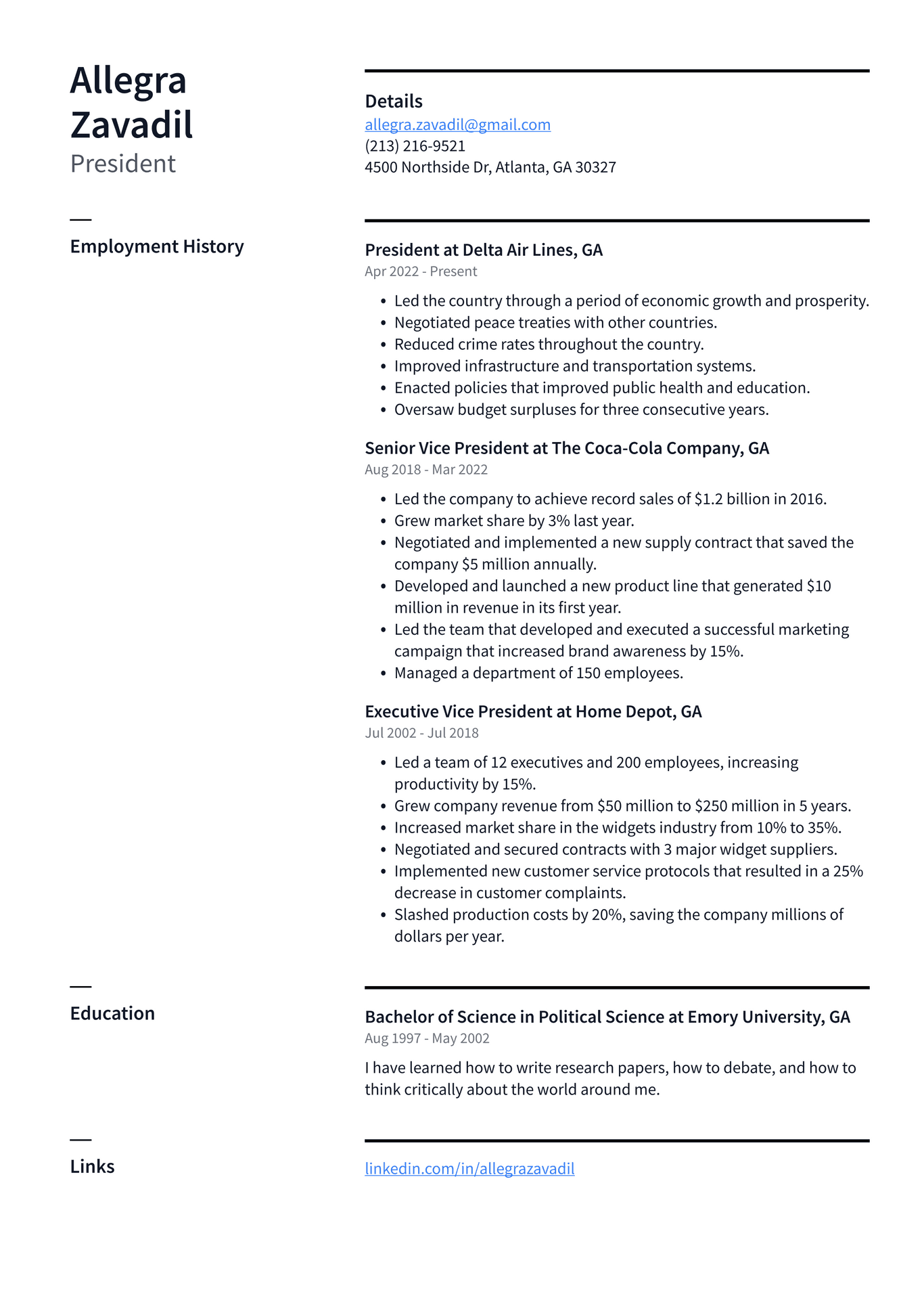 Executive Resume Example and Writing Guide - ResumeLawyer