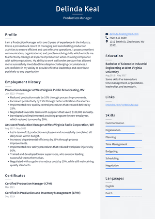 Operations Manager Resume Example and Writing Guide