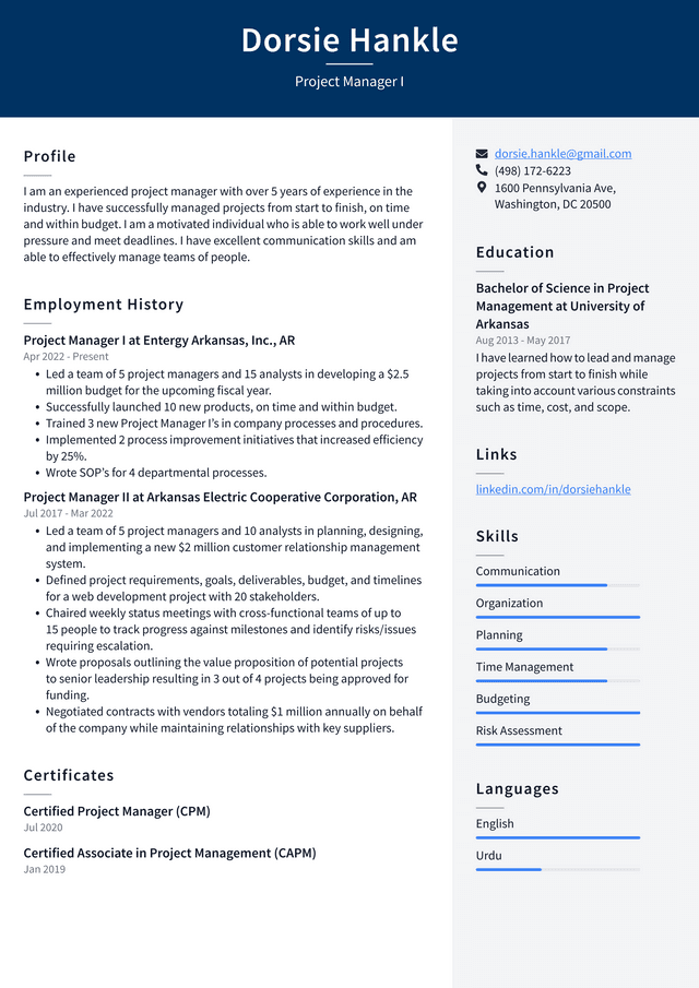 Project Manager Resume Example and Writing Guide - ResumeLawyer