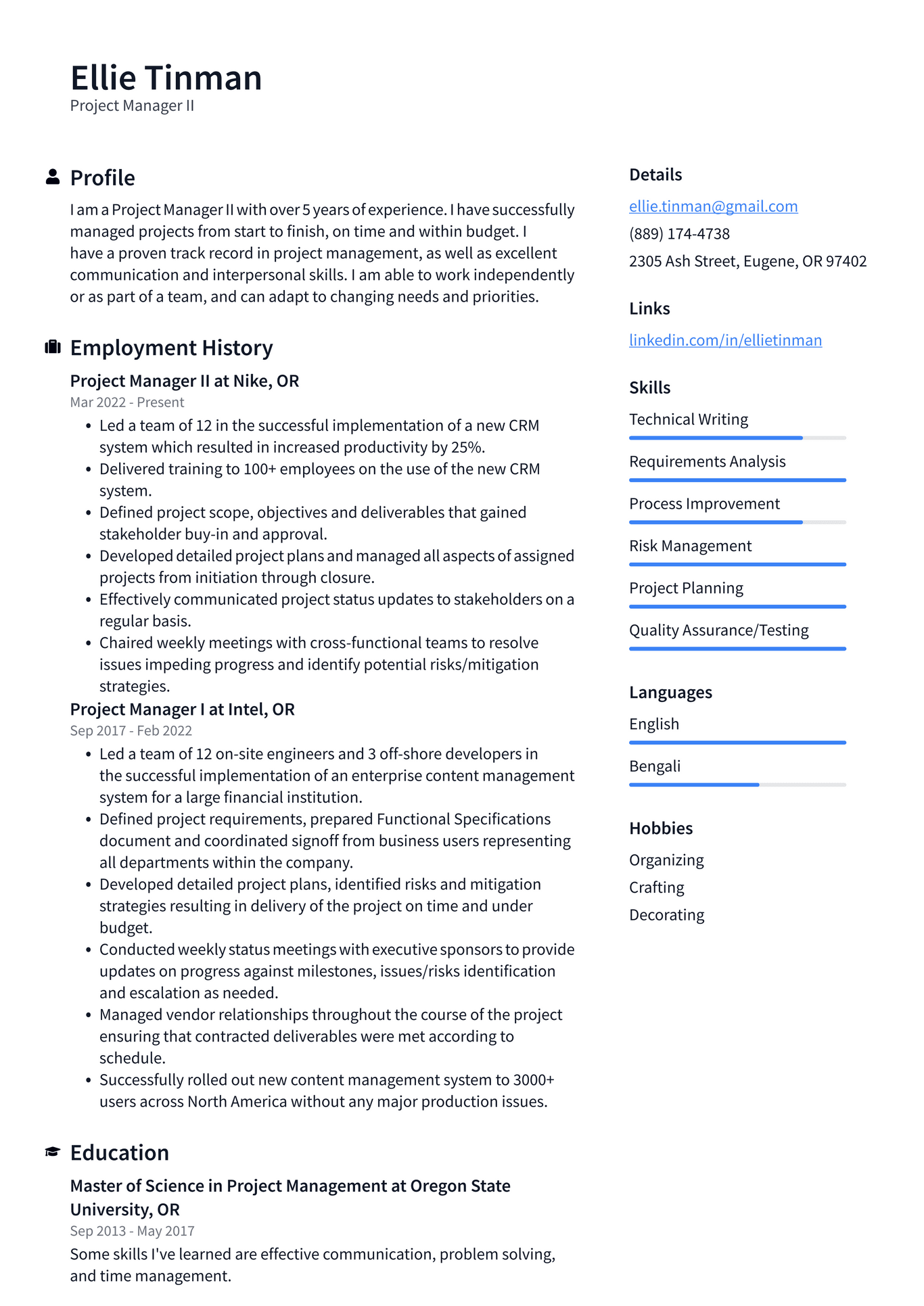 Project Manager Resume Example and Writing Guide - ResumeLawyer