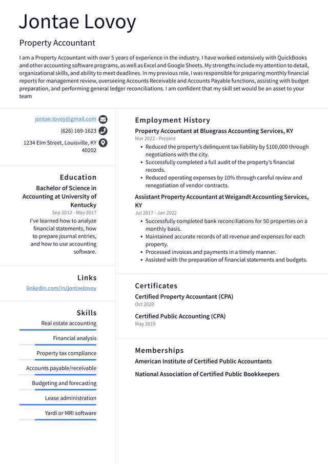 Property Manager Resume Example and Writing Guide - ResumeLawyer