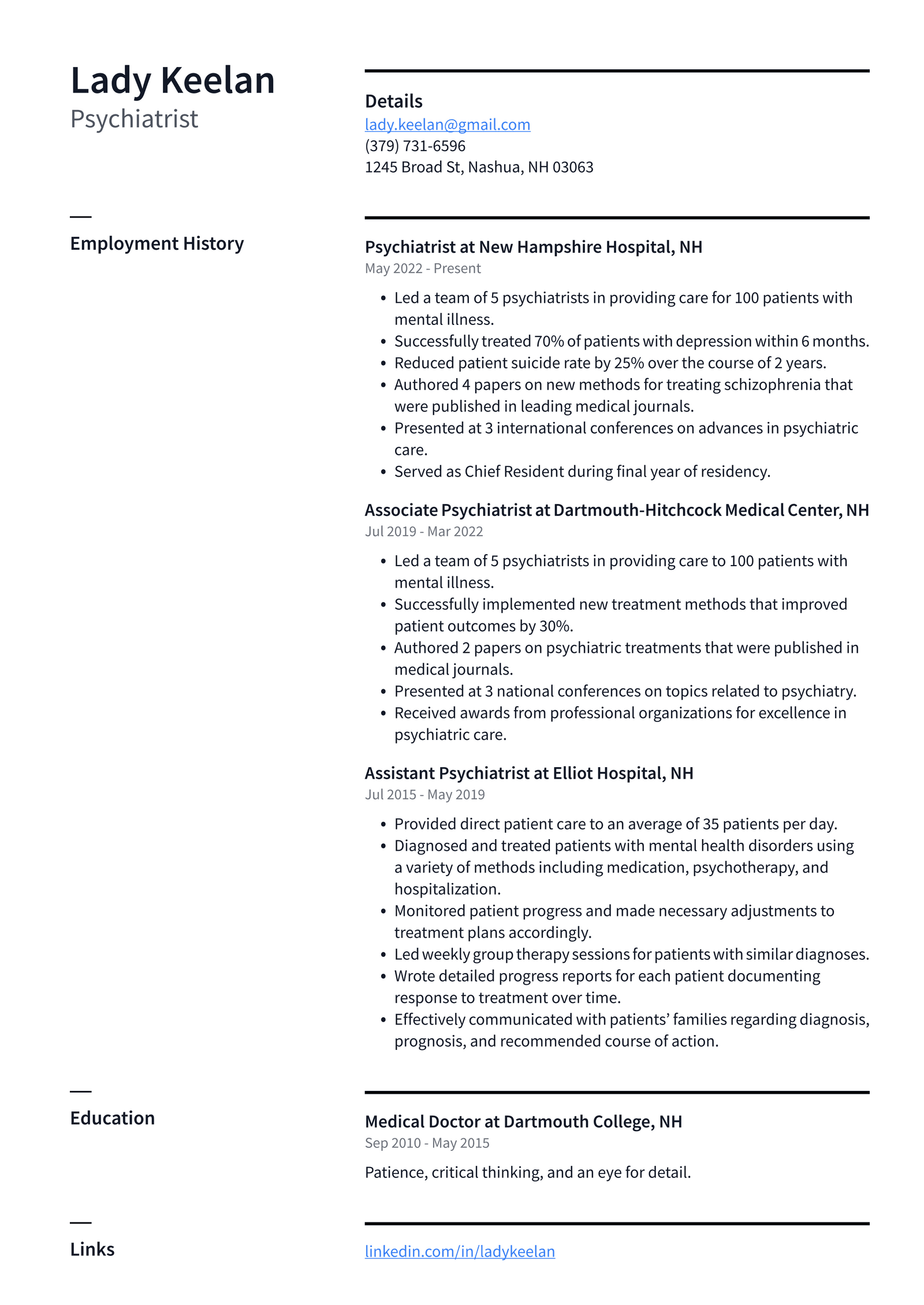 Psychologist Resume Example and Writing Guide - ResumeLawyer