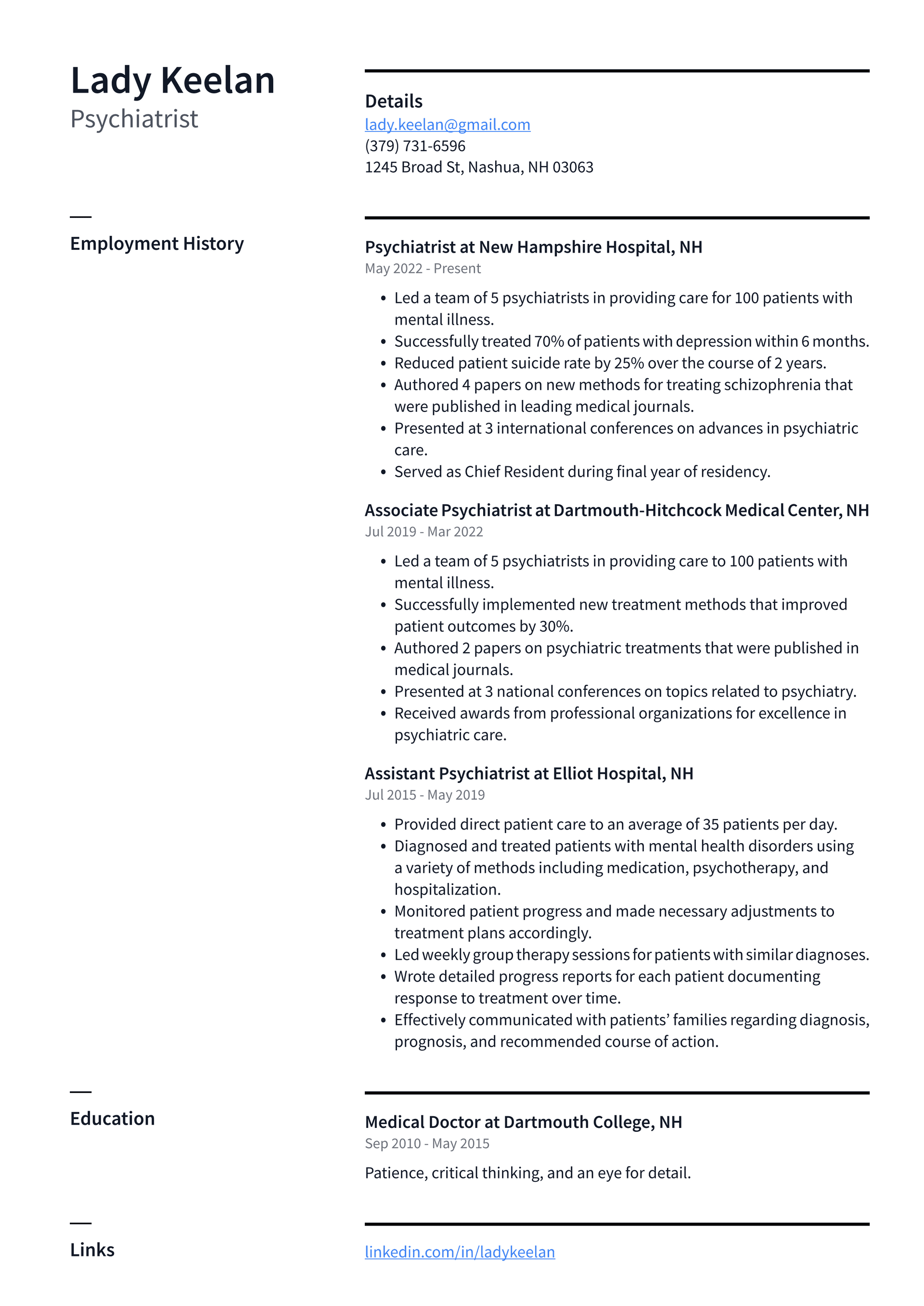 Psychologist Resume Example and Writing Guide - ResumeLawyer