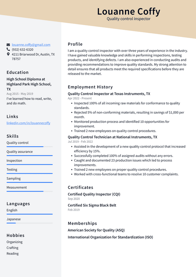 Factory Worker Resume Example and Writing Guide - ResumeLawyer