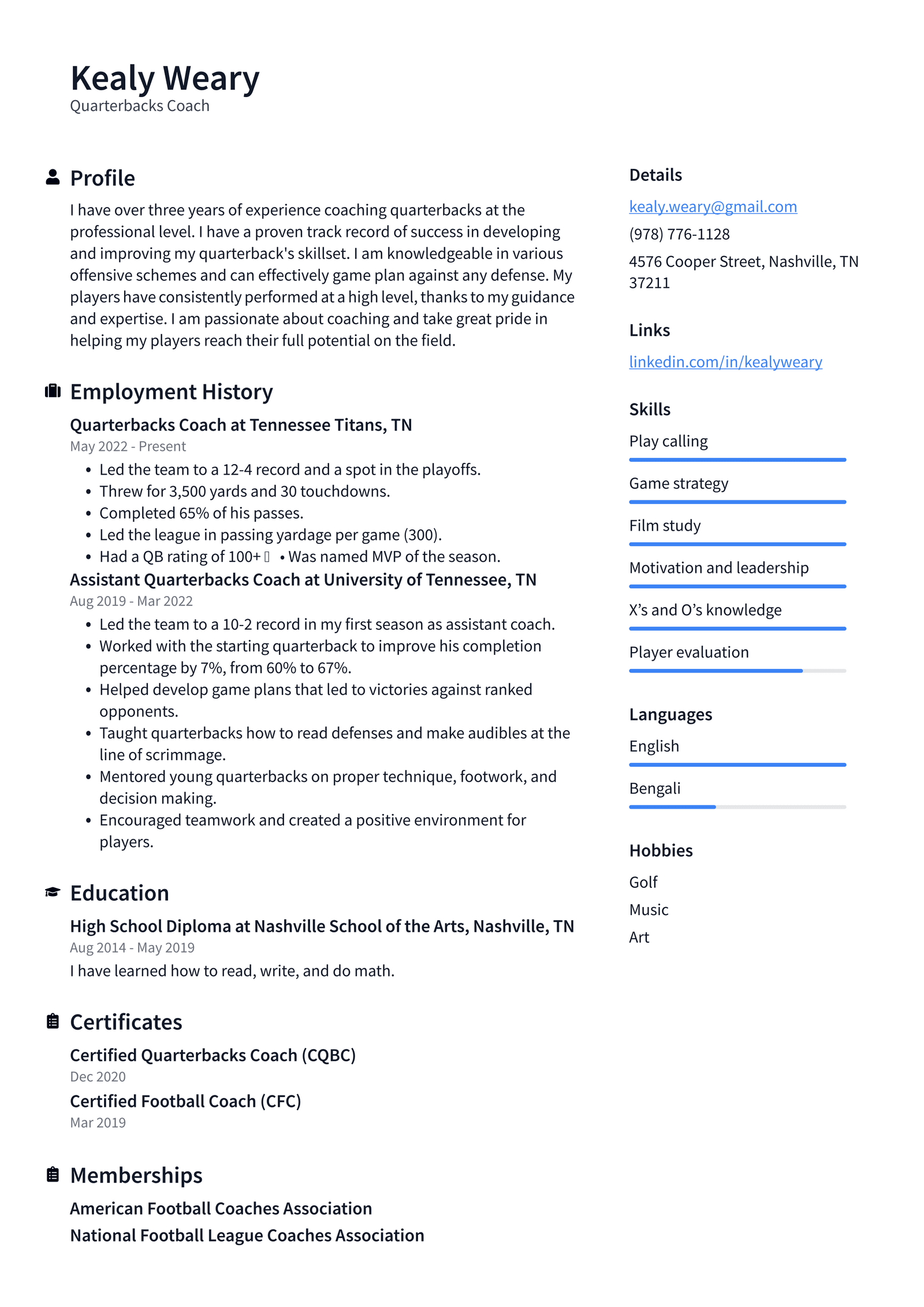 Football Coach Resume Example and Writing Guide - ResumeLawyer