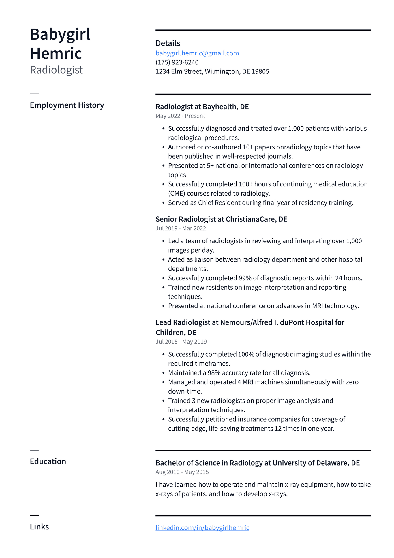 Doctor Resume Example and Writing Guide - ResumeLawyer