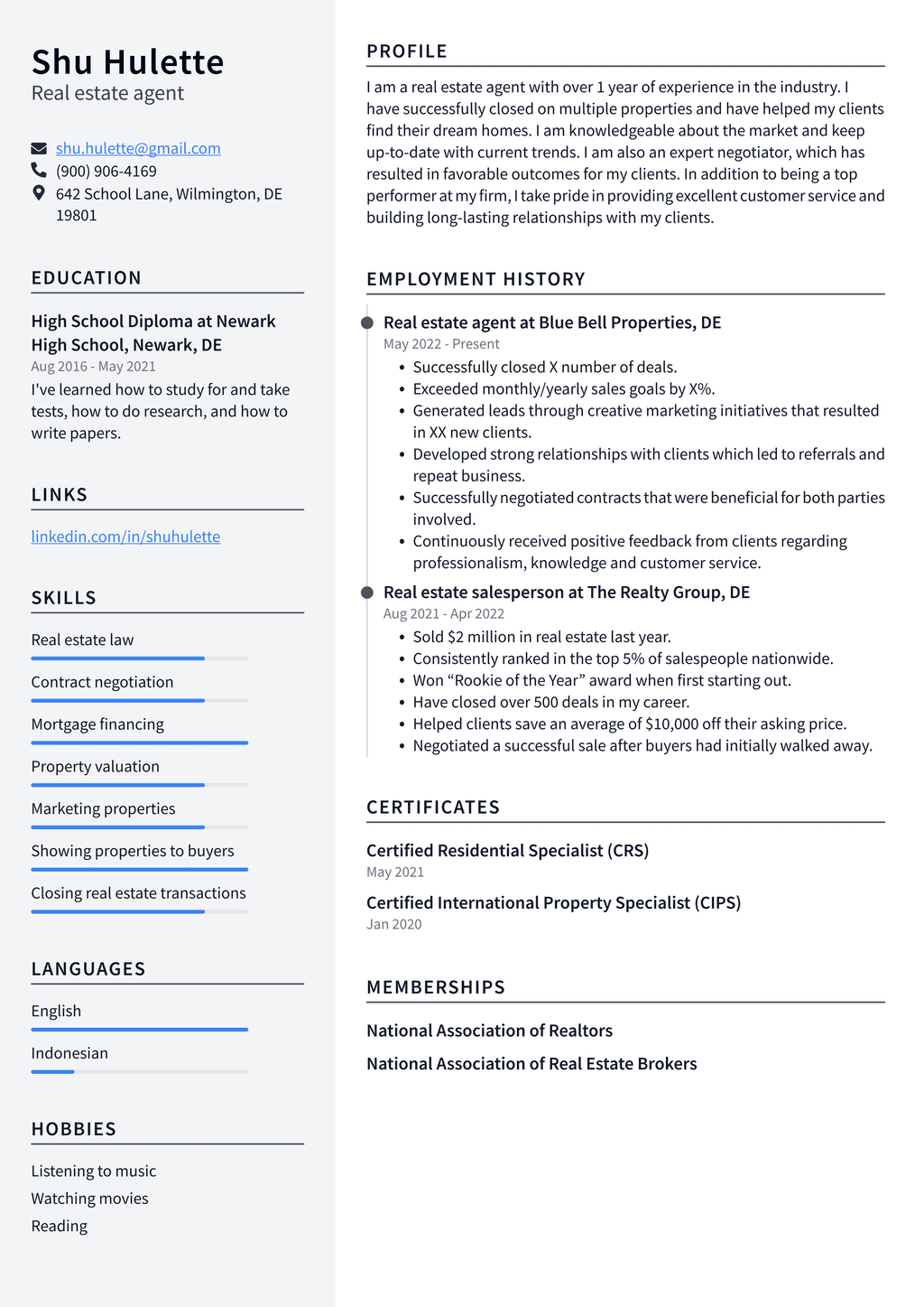 Realtor Resume Example and Writing Guide - ResumeLawyer