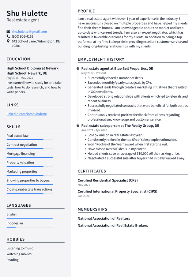 Realtor Resume Example and Writing Guide - ResumeLawyer