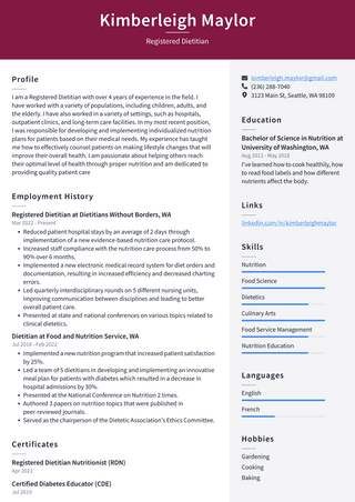 Nutritionist Resume Example and Writing Guide - ResumeLawyer