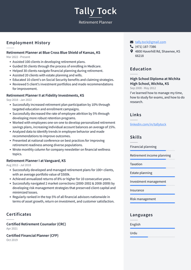 Financial Advisor Resume Example and Writing Guide - ResumeLawyer