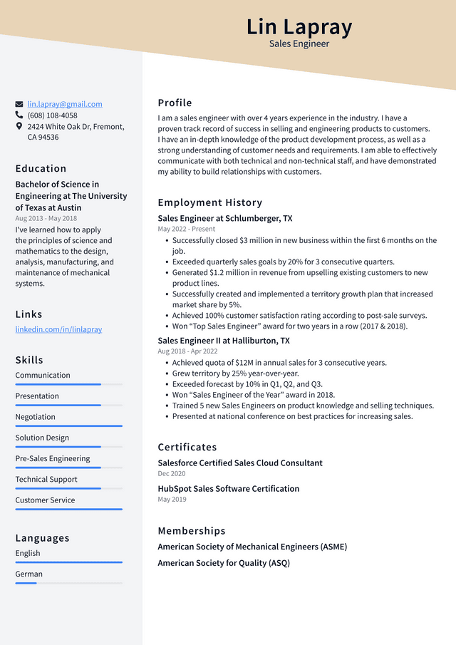 Sales Representative Resume Example and Writing Guide