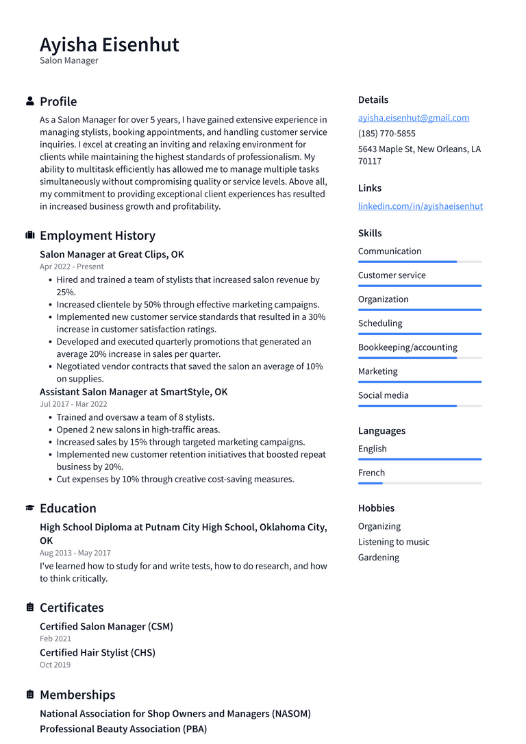 Hair Stylist Resume Example and Writing Guide - ResumeLawyer