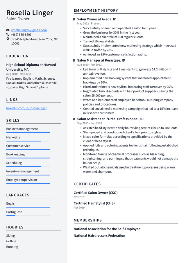 Salon Receptionist Resume Example and Writing Guide - ResumeLawyer