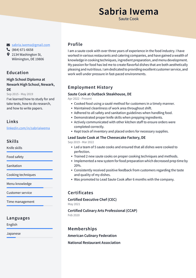 Line Cook Resume Example and Writing Guide - ResumeLawyer