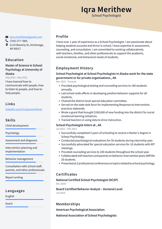 Child Psychologist Resume Example and Writing Guide - ResumeLawyer