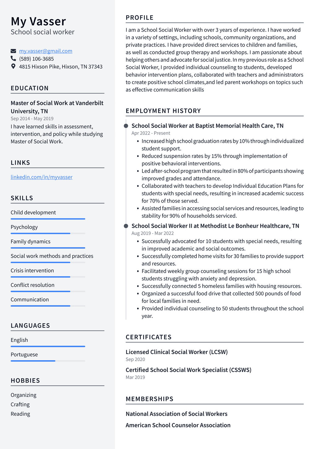 Healthcare Social Worker Resume Example and Writing Guide